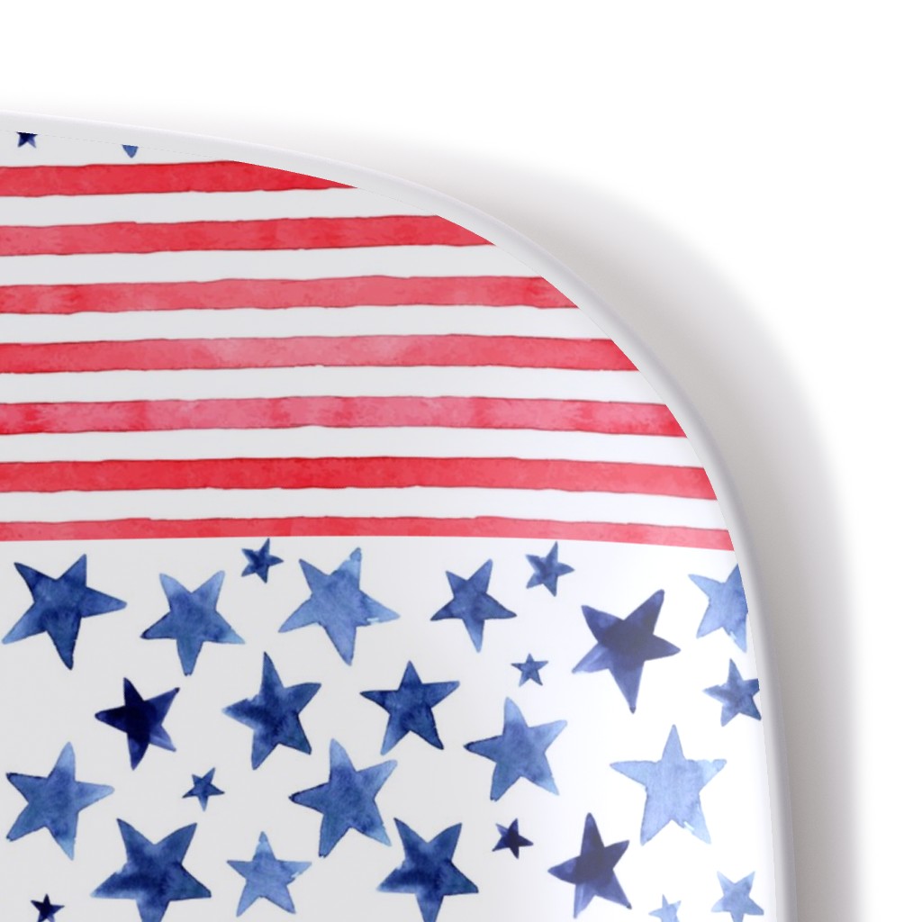 Watercolor Stars and Stripes - Red White and Blue Serving Platter ...