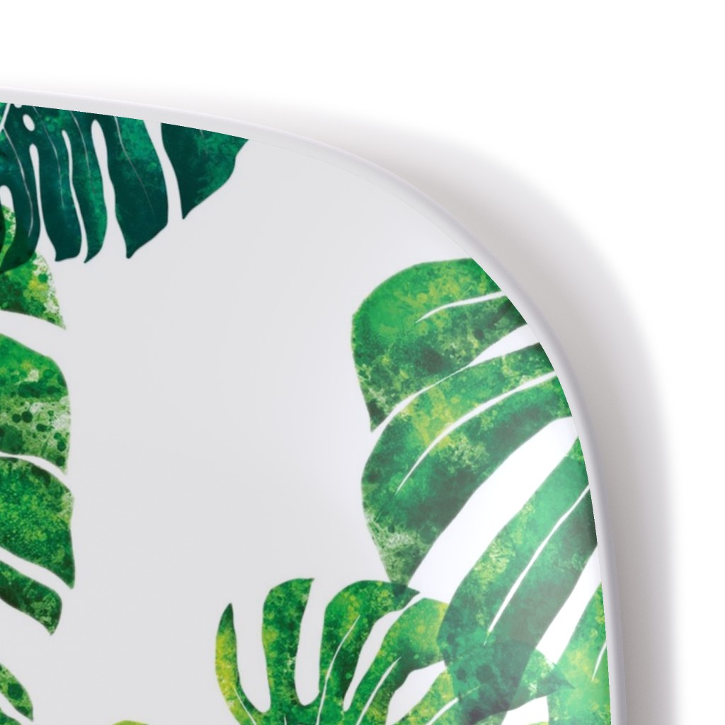 Monstera Leaves - Green on White Serving Platter | Shutterfly