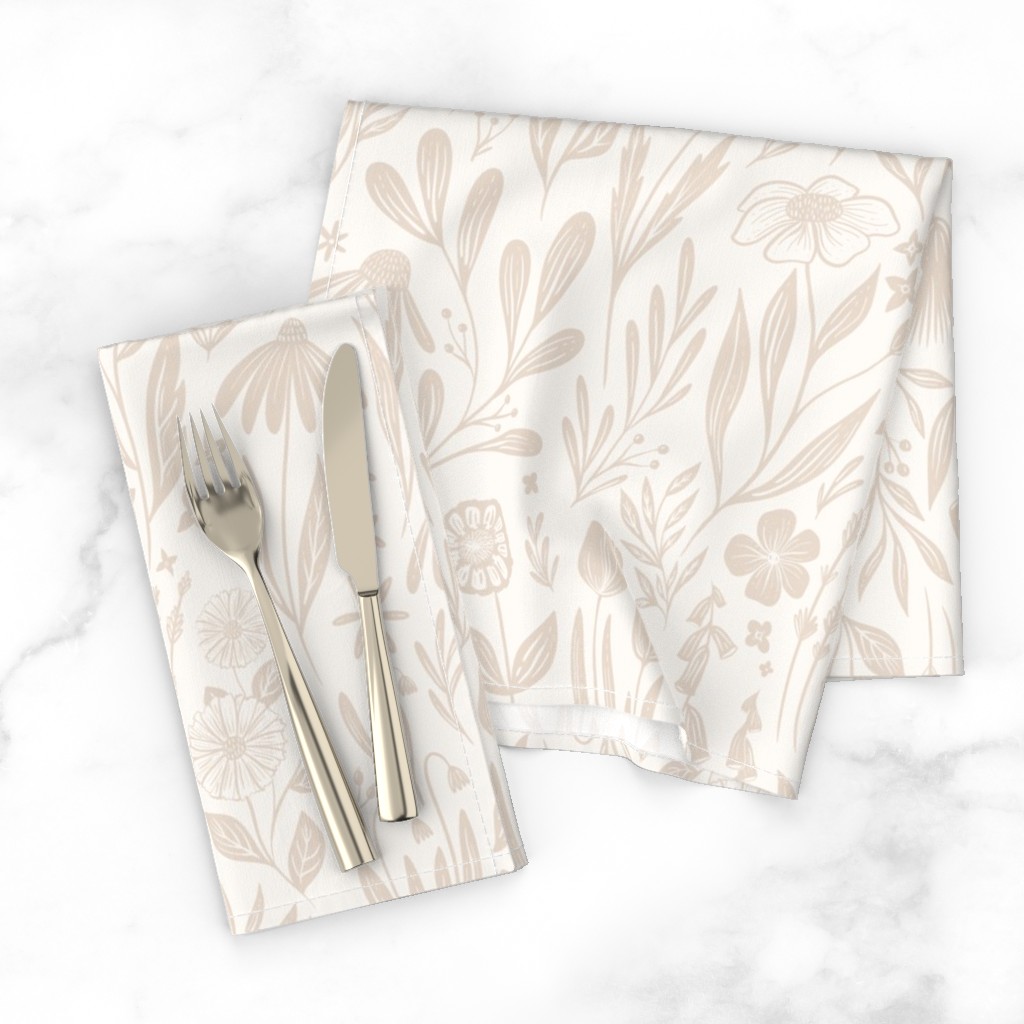 Wildflowers - Tan and Cream Cloth Napkin | Shutterfly