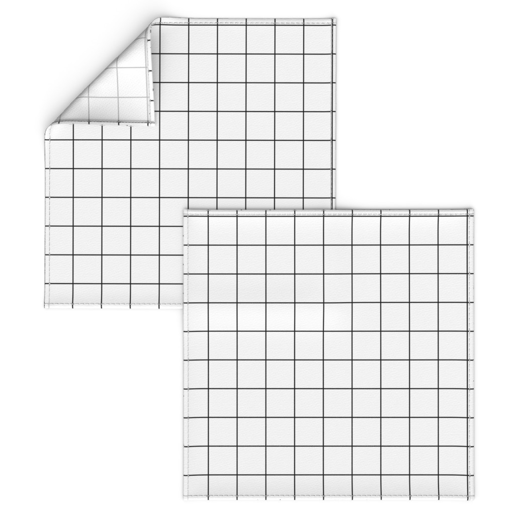 Windowpane Square Grid - Black and White Cloth Napkin | Shutterfly
