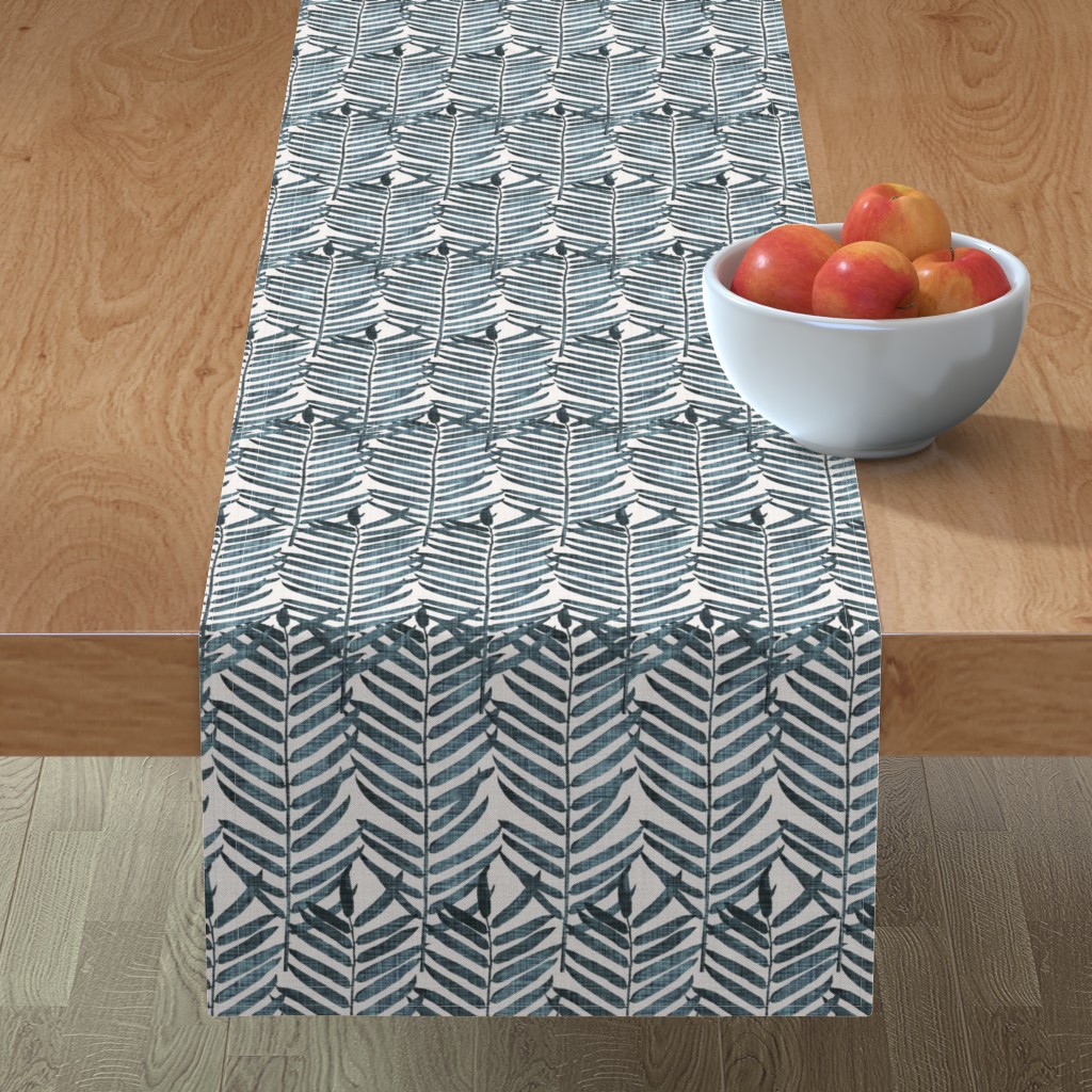 Luxe Palm Leaf - Indigo Table Runner | Shutterfly