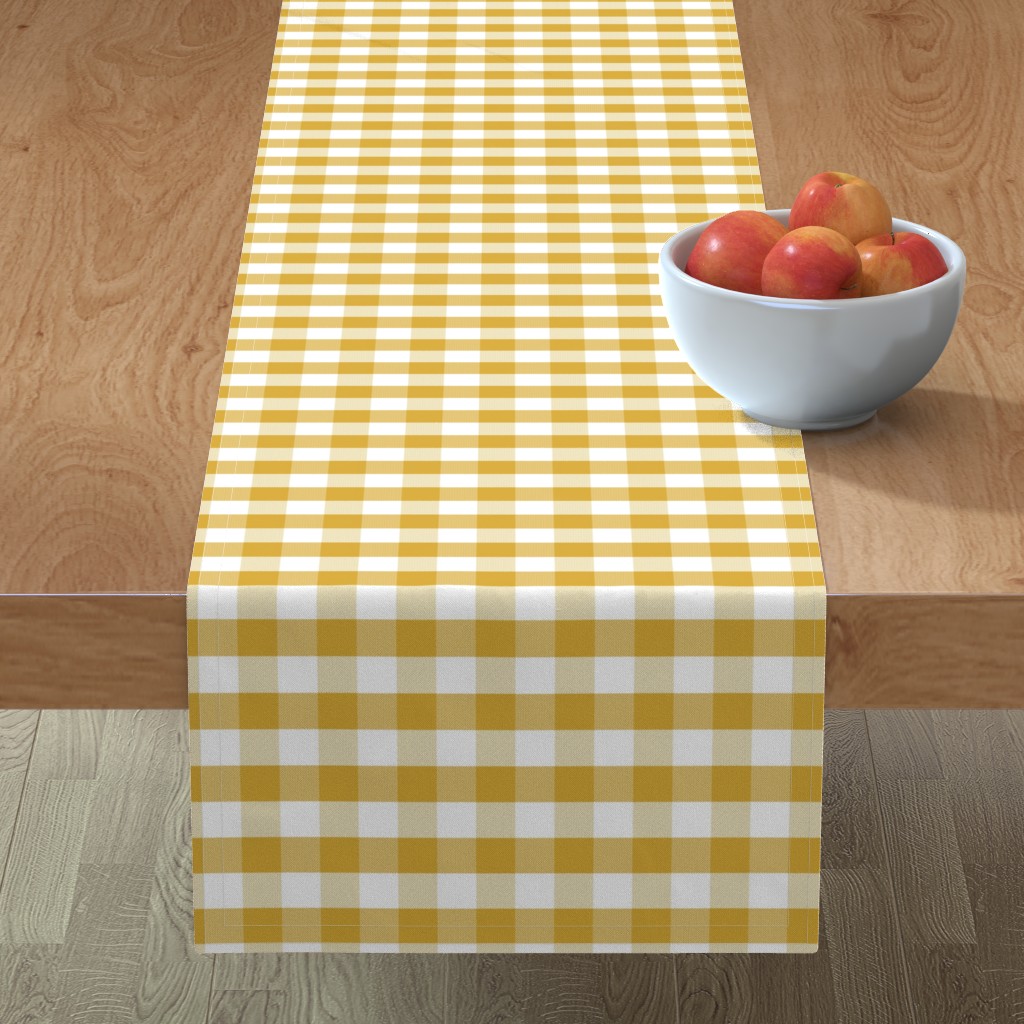 Gingham Check Tartan - Yellow Table Runner | Shutterfly