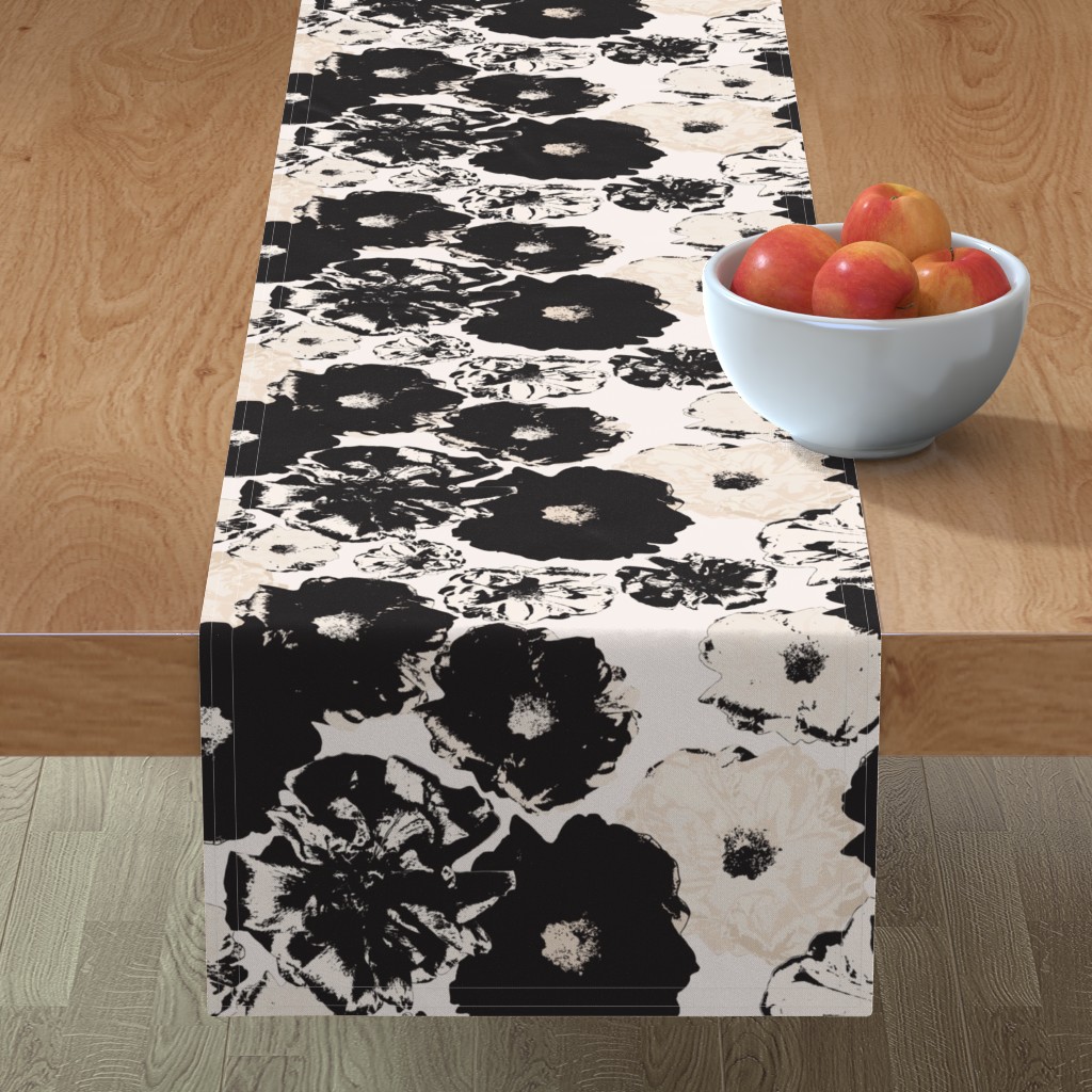 Vintage Roses - Black & Cream Table Runner | Shutterfly