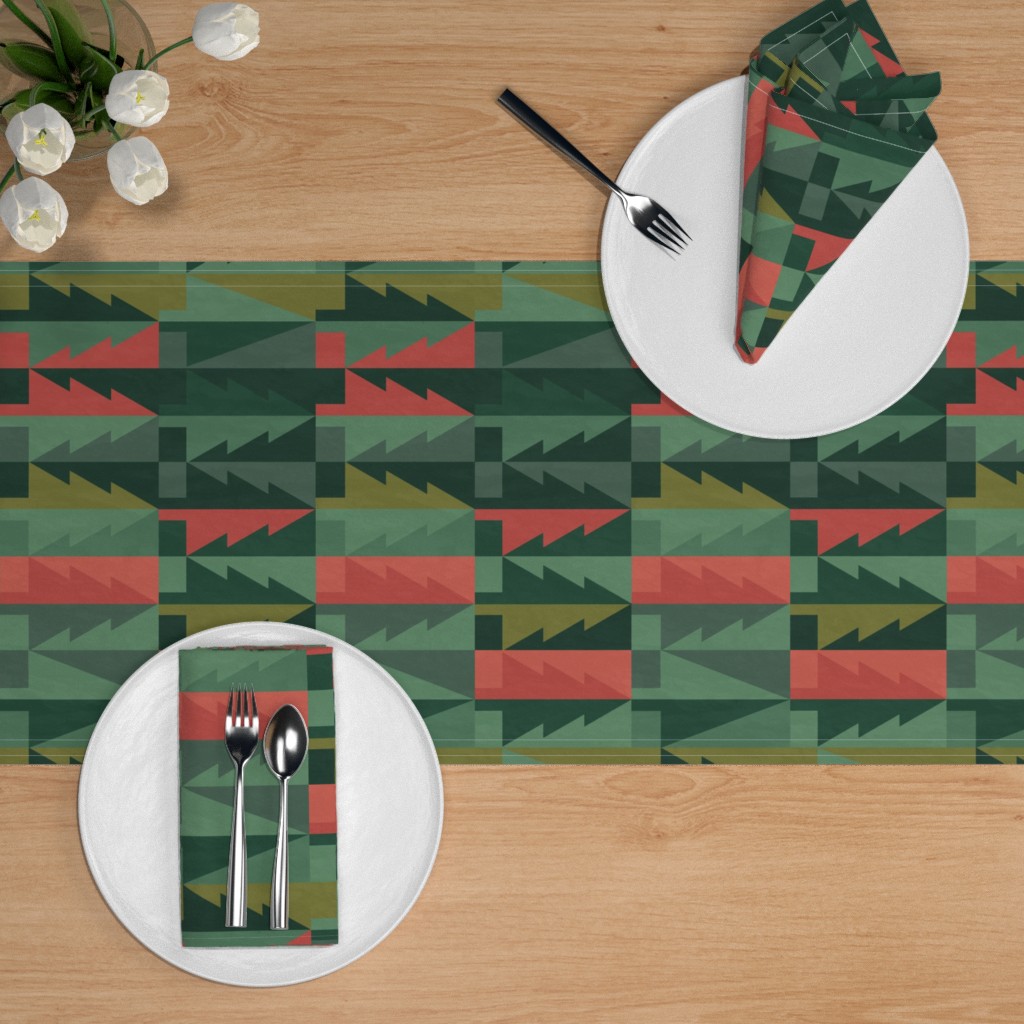 Geometric Forest - Red and Green Table Runner | Shutterfly