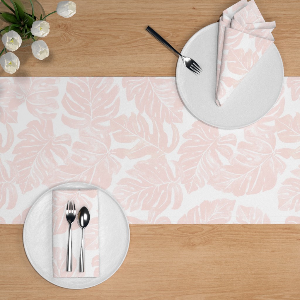 Jungle Monstera Leaves - Pink Table Runner | Shutterfly