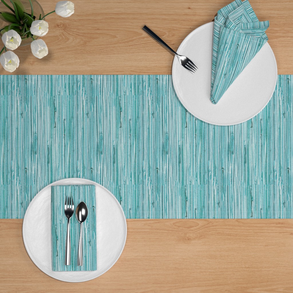 Grasscloth Print - Turquoise Blue Table Runner | Shutterfly