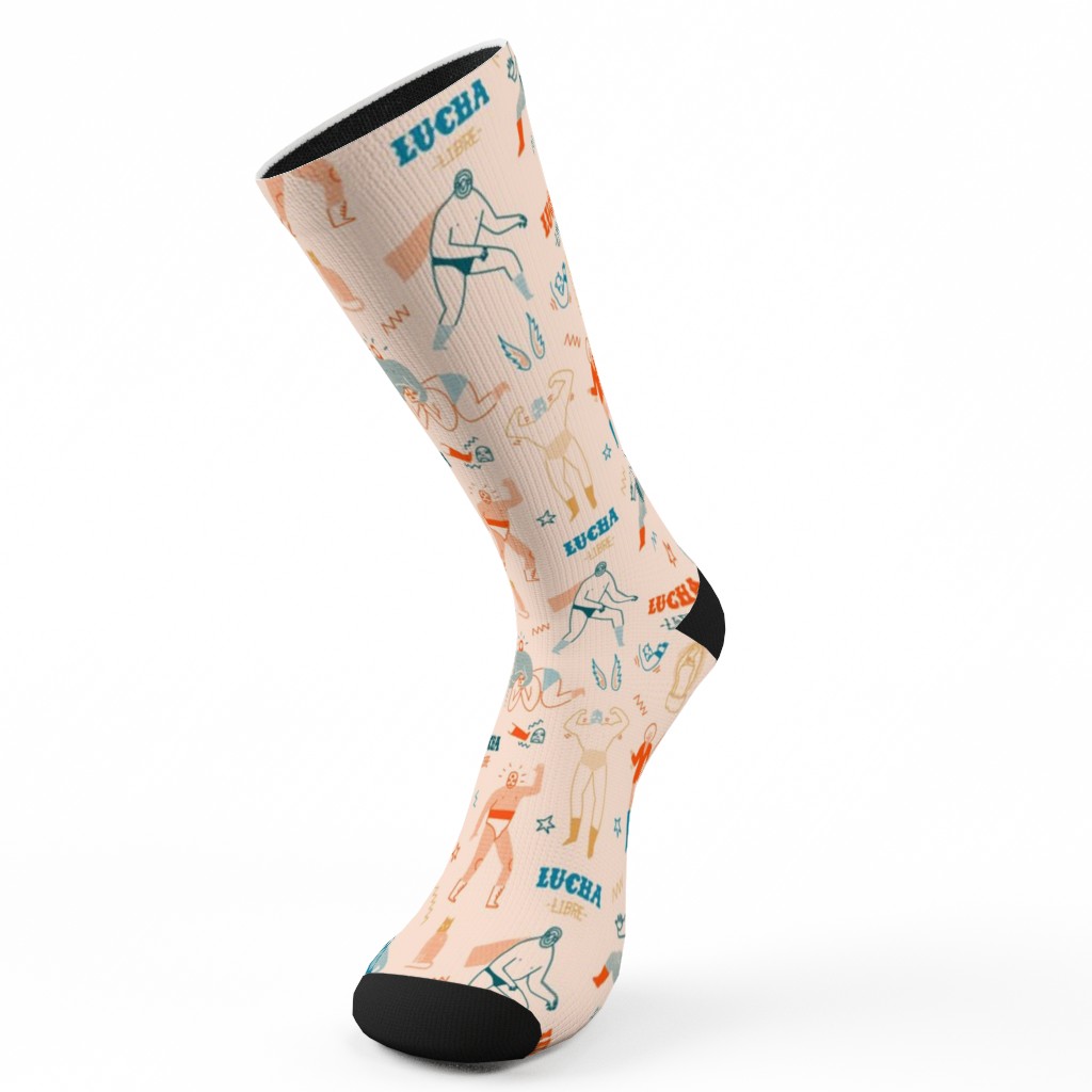 Mexican Lucha Libre - Beige Custom Socks | Shutterfly