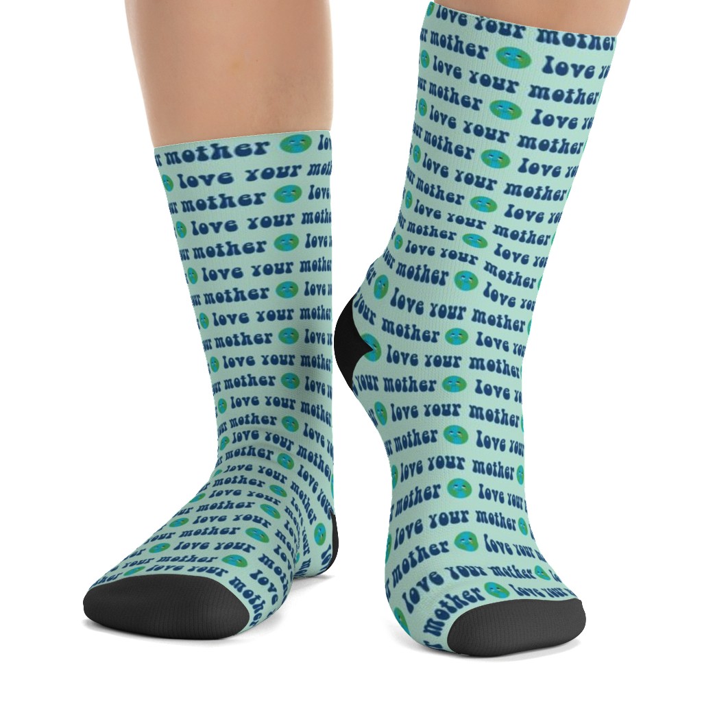 Love Your Mother - Earth Day - Mint Custom Socks | Shutterfly