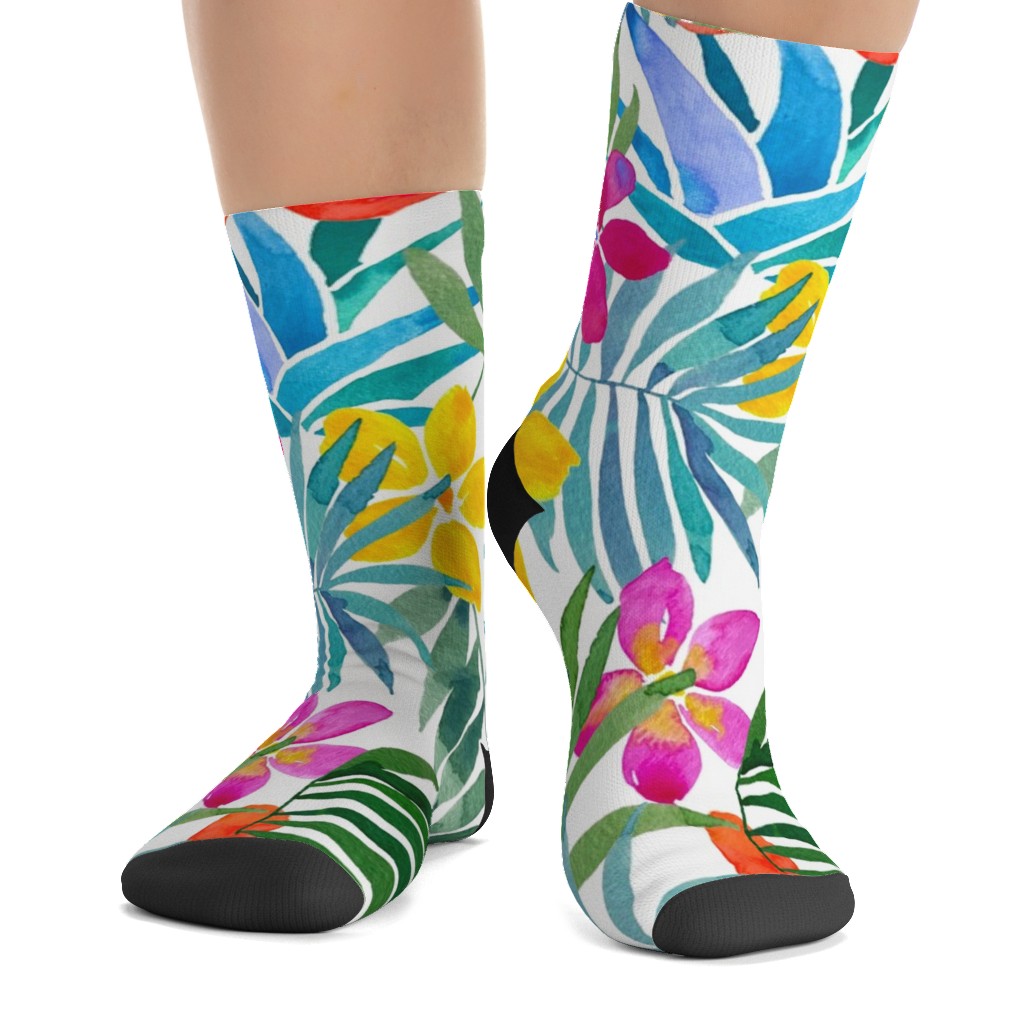 Watercolor Tropical Vibes Custom Socks | Shutterfly