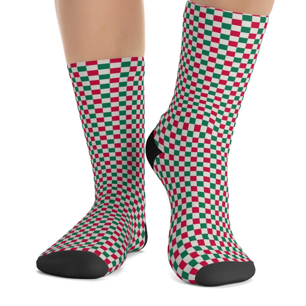 Winter Gingham - Red and Green Custom Socks | Shutterfly