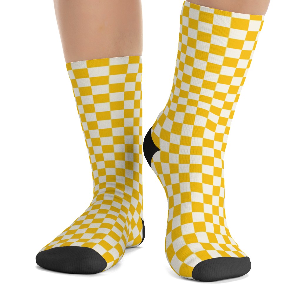 Checkered Pattern - Yellow Custom Socks | Shutterfly