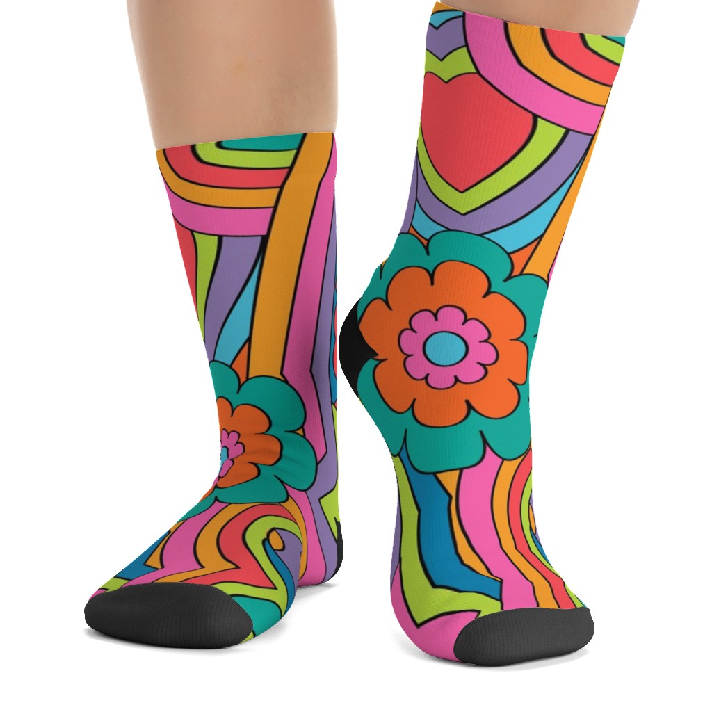 Psychedelic 60s Rainbow - Neon Custom Socks | Shutterfly