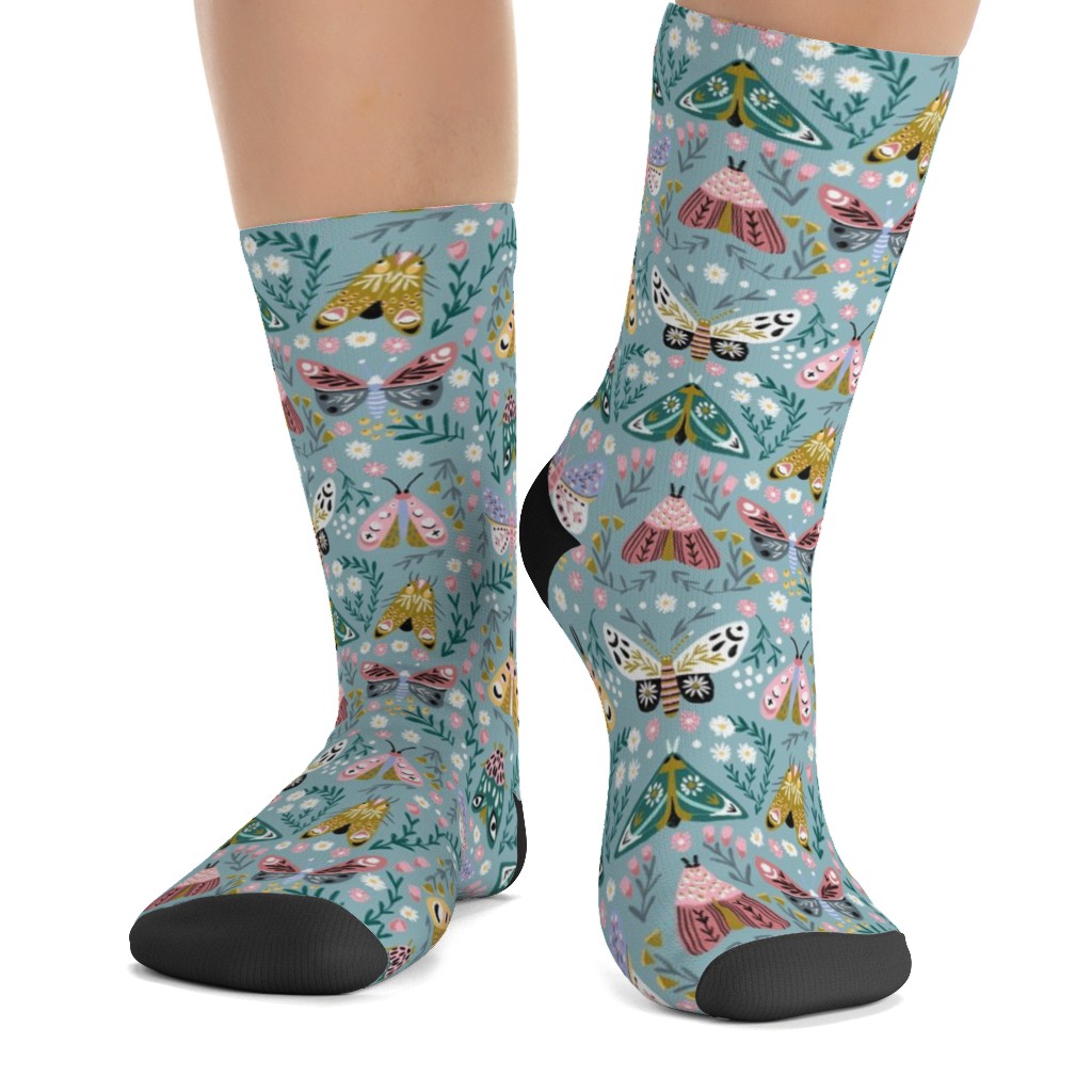 Spring Floral and Butterflies - Blue Custom Socks | Shutterfly