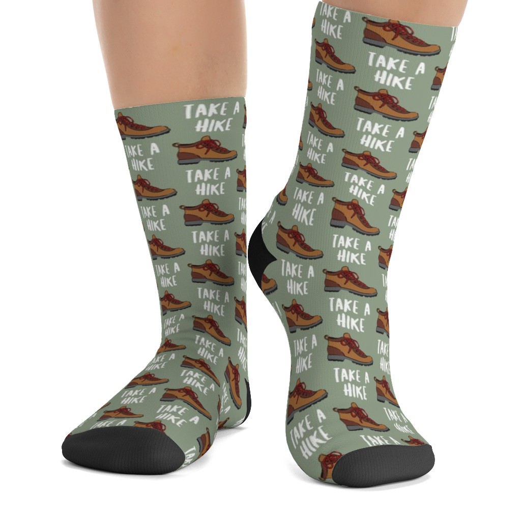 Hiking, Take a Hike - Green Custom Socks | Shutterfly