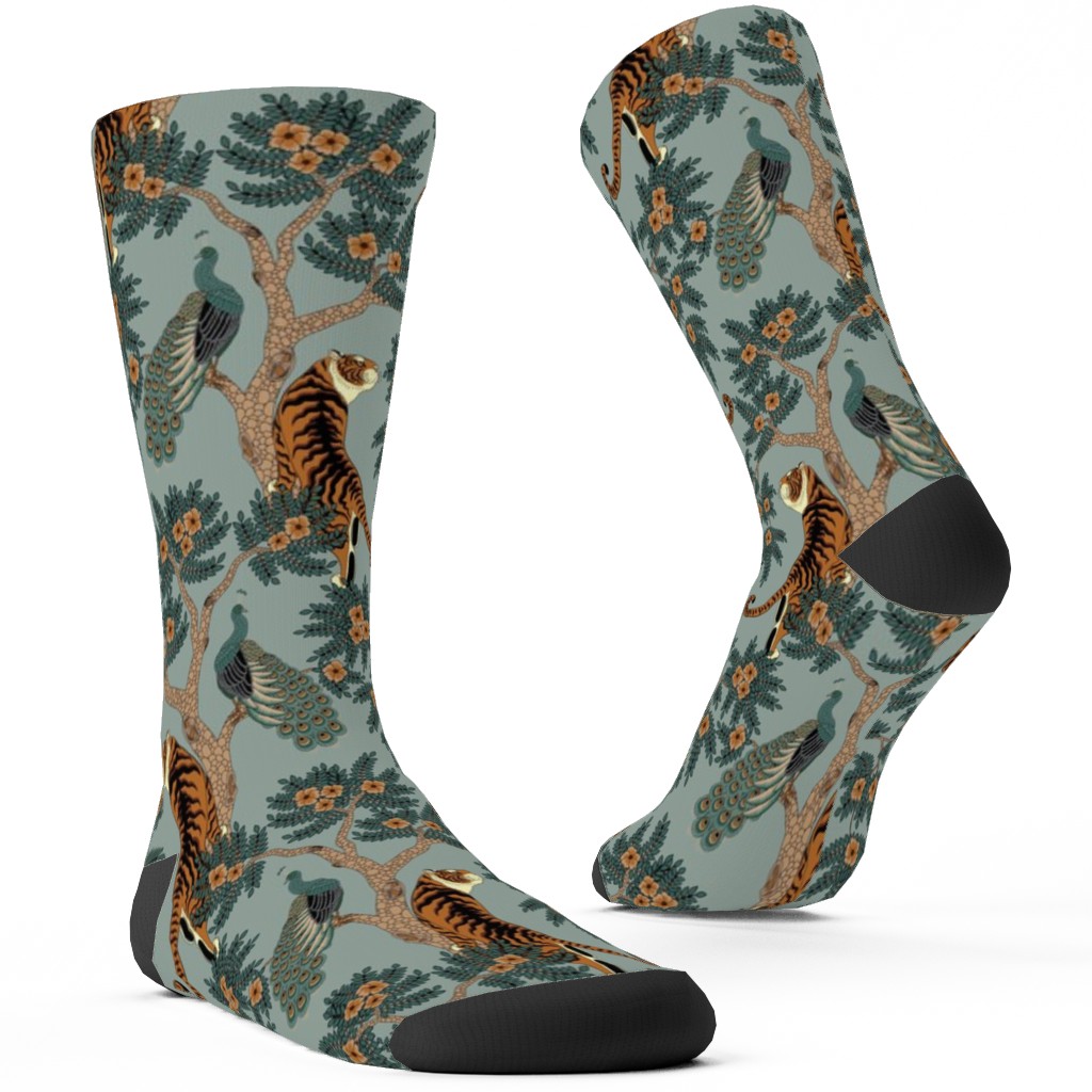 Tiger and Peacock - Blue Custom Socks | Shutterfly