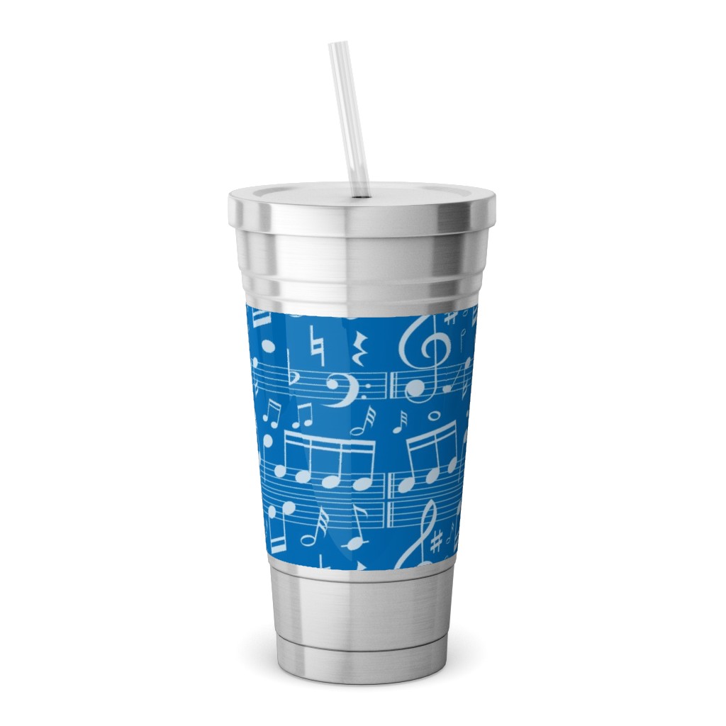 Music Notes - Blue Stainless Tumbler with Straw | Shutterfly