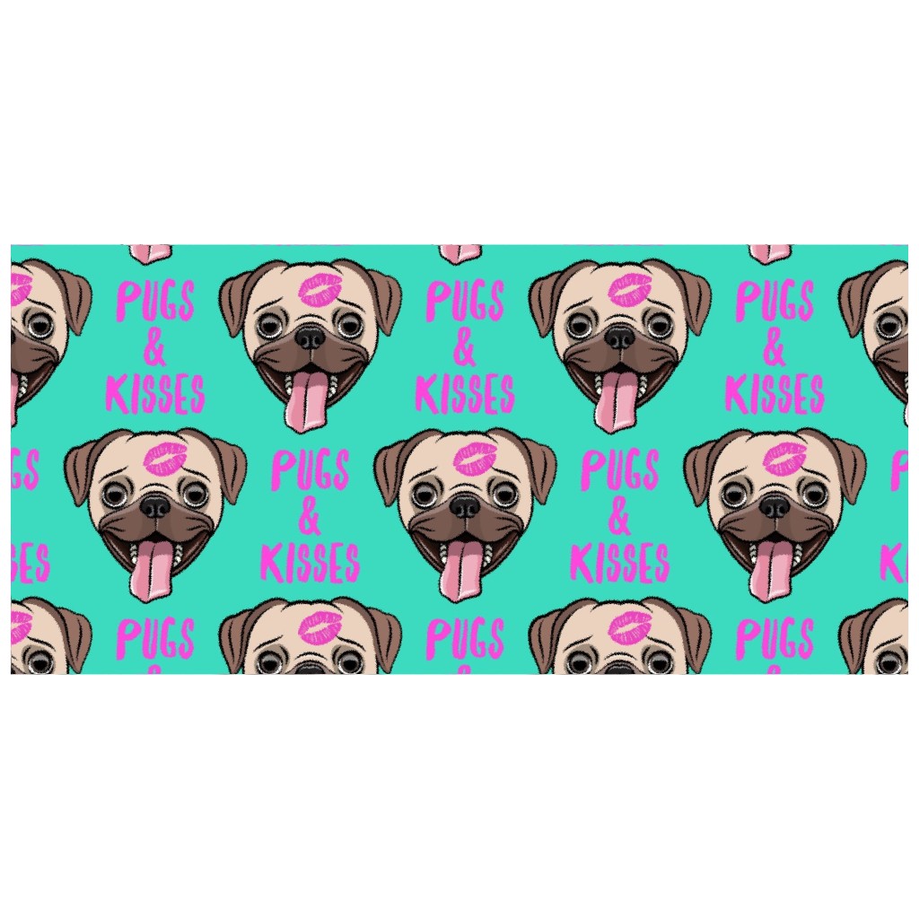 Pugs & Kisses - Cute Pug Dog - Teal Stainless Steel Water Bottle with ...