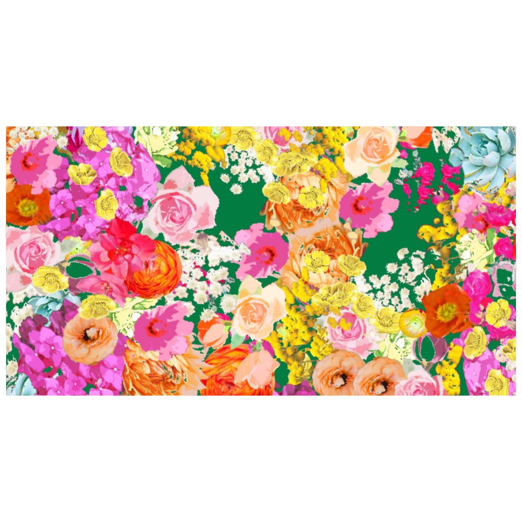 Summer Bright Floral - Kelly Green Stainless Steel Wide Mouth Water ...