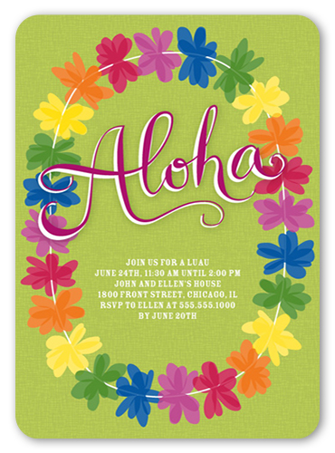 Colorful Lei Luau Surprise Party Invitations | Shutterfly