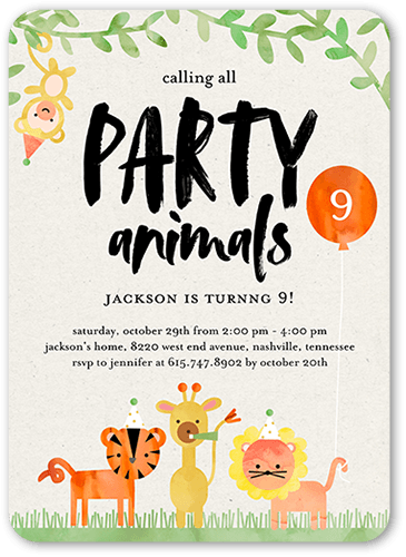 Watercolor Animals 5x7 Stationery Card by Ann Kelle | Tiny Prints